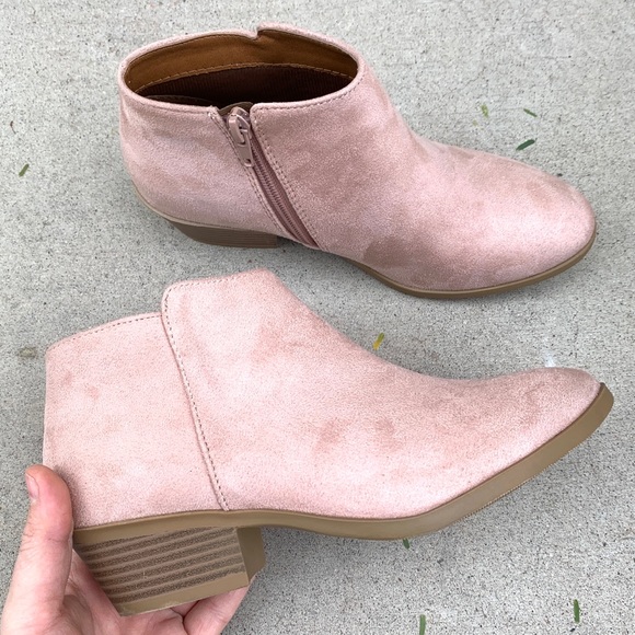 Shoes | New Light Pink Vegan Suede Zip Up Ankle Booties | Poshmark